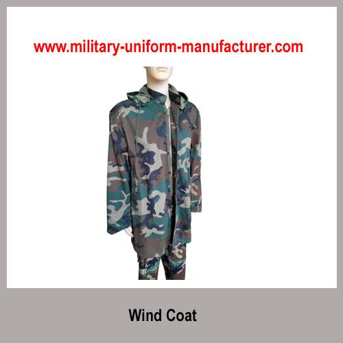 Military Water-proof Woodland Camouflage Wind Coat With Hood